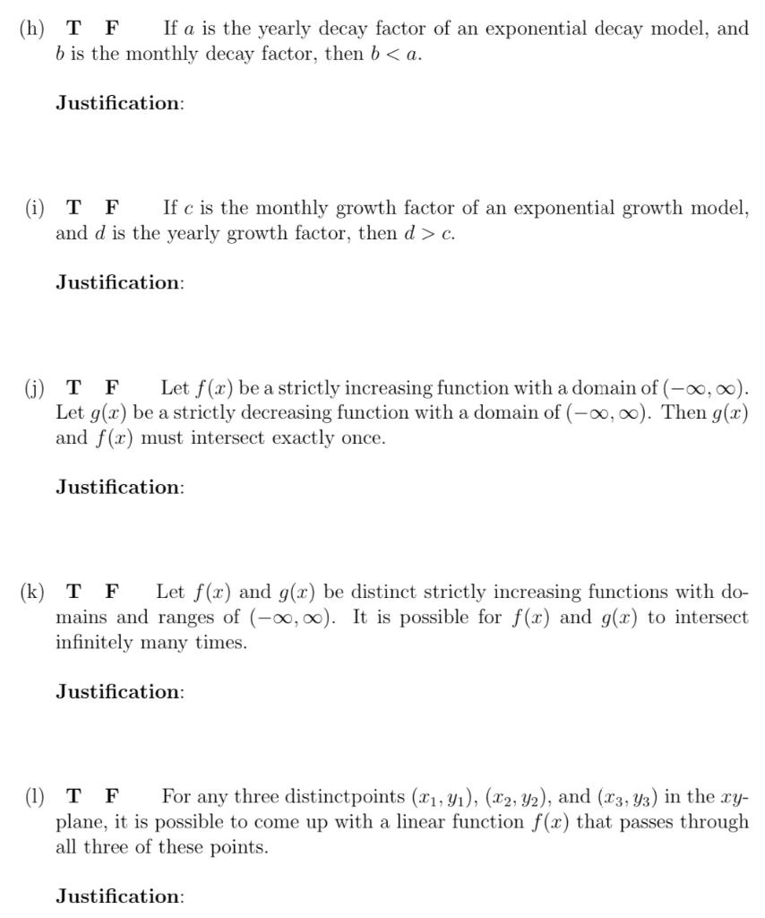 Solved (h) T F If a is the yearly decay factor of an | Chegg.com