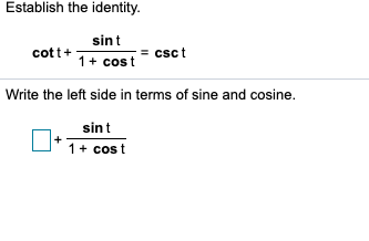 Solved Establish the identity. Write the left side in terms | Chegg.com