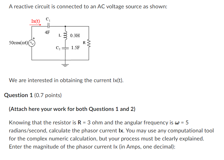Solved A reactive circuit is connected to an AC voltage | Chegg.com