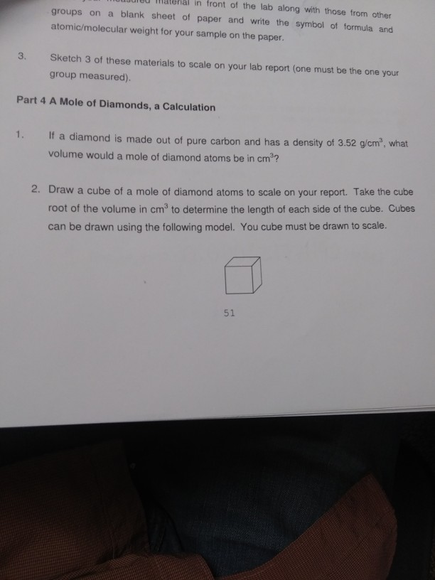 Solved Part 4 A Mole of Diamonds Show all calculations: The | Chegg.com