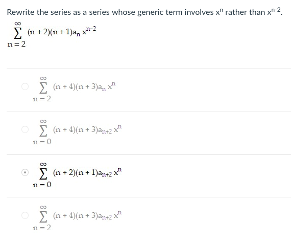 Solved Rewrite the series as a series whose generic term | Chegg.com