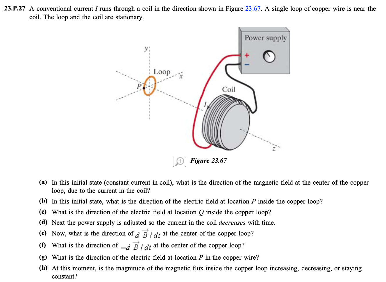 Solved 3.P.27 A conventional current I runs through a coil | Chegg.com