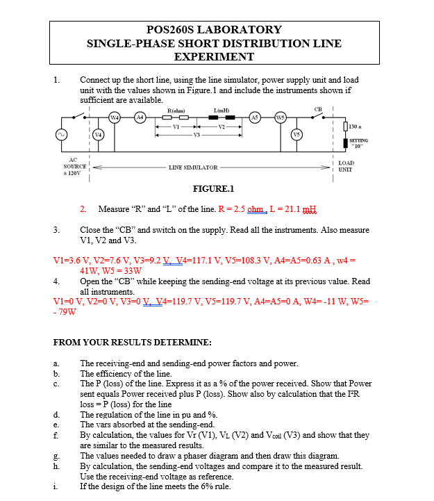 POS260S LABORATORY SINGLE-PHASE SHORT DISTRIBUTION | Chegg.com