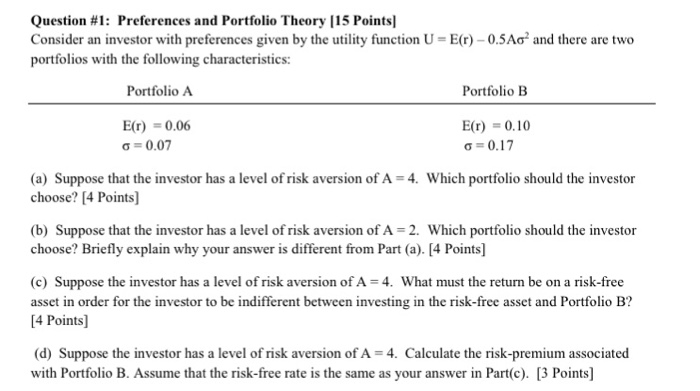 Solved Consider an investor with preferences given by the | Chegg.com