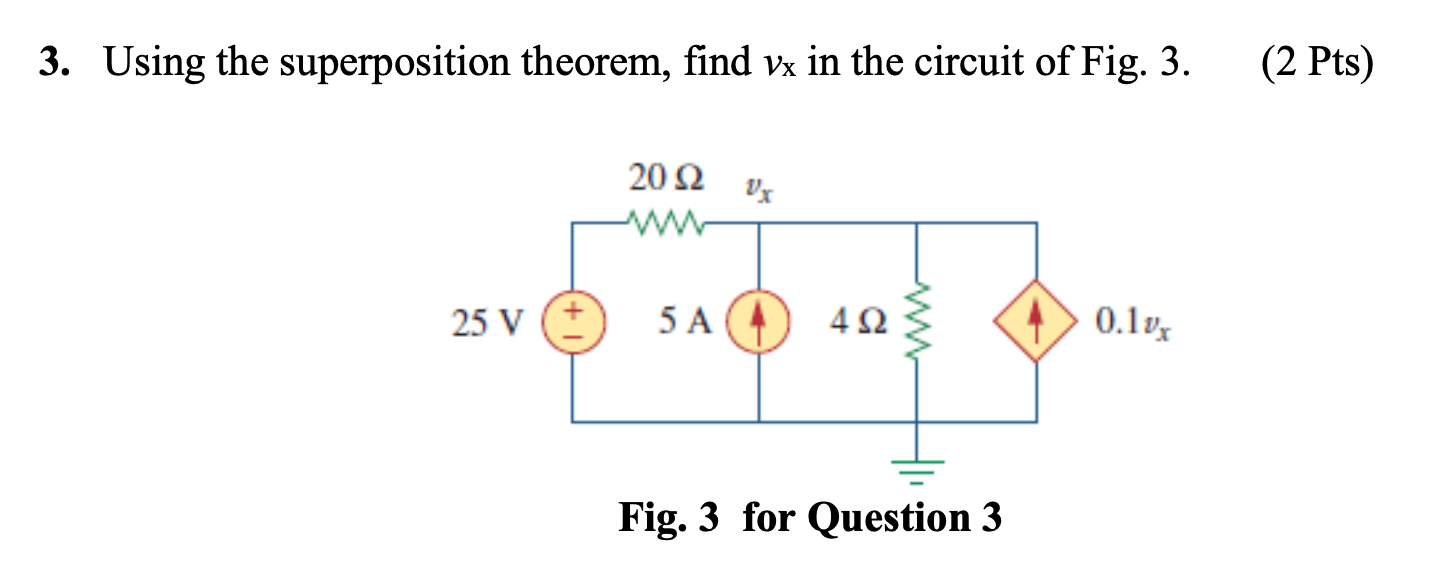 Solved 3. Using the superposition theorem, find vx in the | Chegg.com