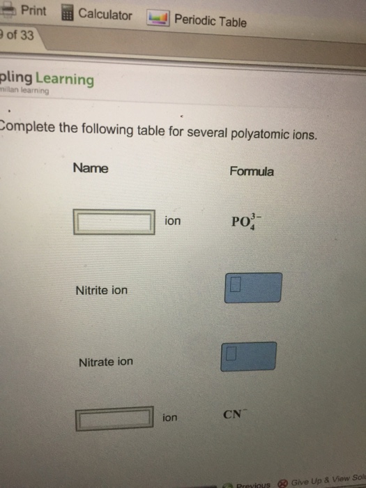 Solved Complete the following table for several polyatomic | Chegg.com