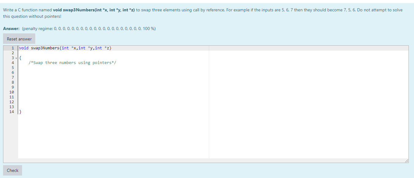 Solved Write a C function named void swap3Numbers(int *x, | Chegg.com
