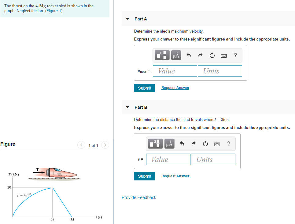 Solved The thrust on the 4-Mg rocket sled is shown in the | Chegg.com
