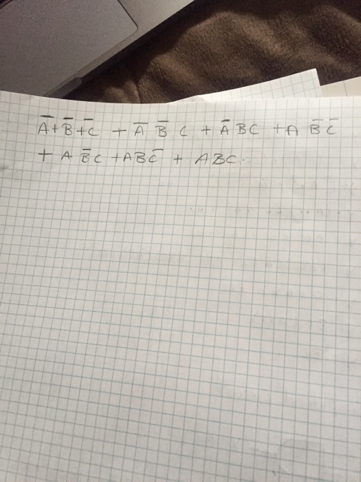 Solved Simplify using boolean equation A bar + B bar + C bar | Chegg.com