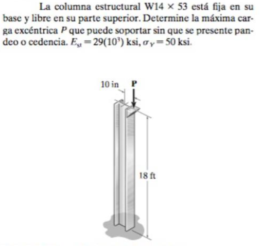 Solved La columna estructural W14 ×53 está fija en su base y | Chegg.com