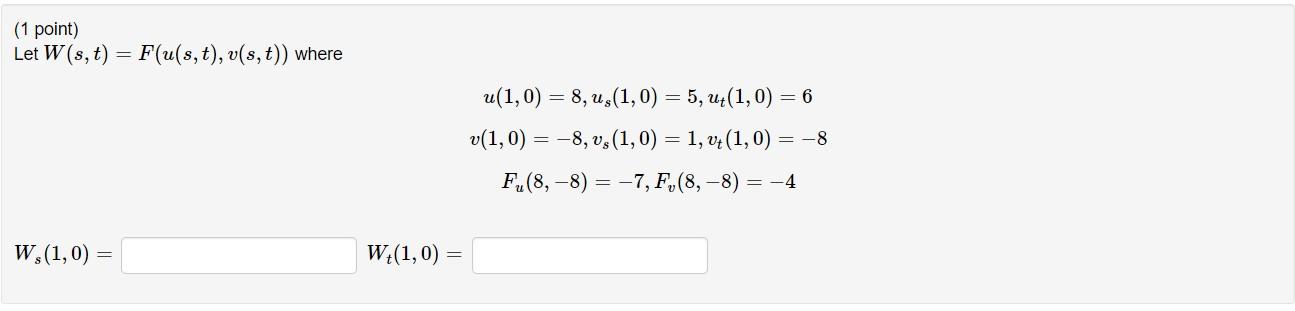 Solved (1 point) Let F(u, v) be a function of two variables. | Chegg.com