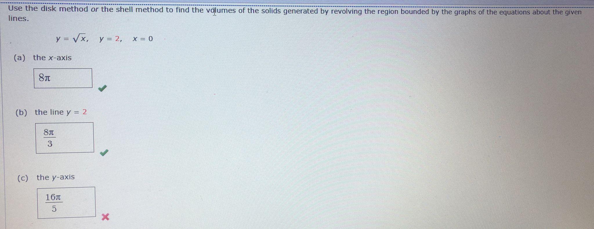 Solved Use the disk method or the shell method to find the | Chegg.com