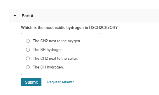 Solved Part A Which is the most acidic hydrogen in | Chegg.com