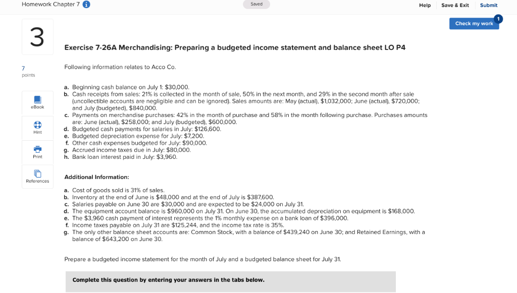 Solved Homework Chapter 7 Saved Help Save & Exit Submit | Chegg.com