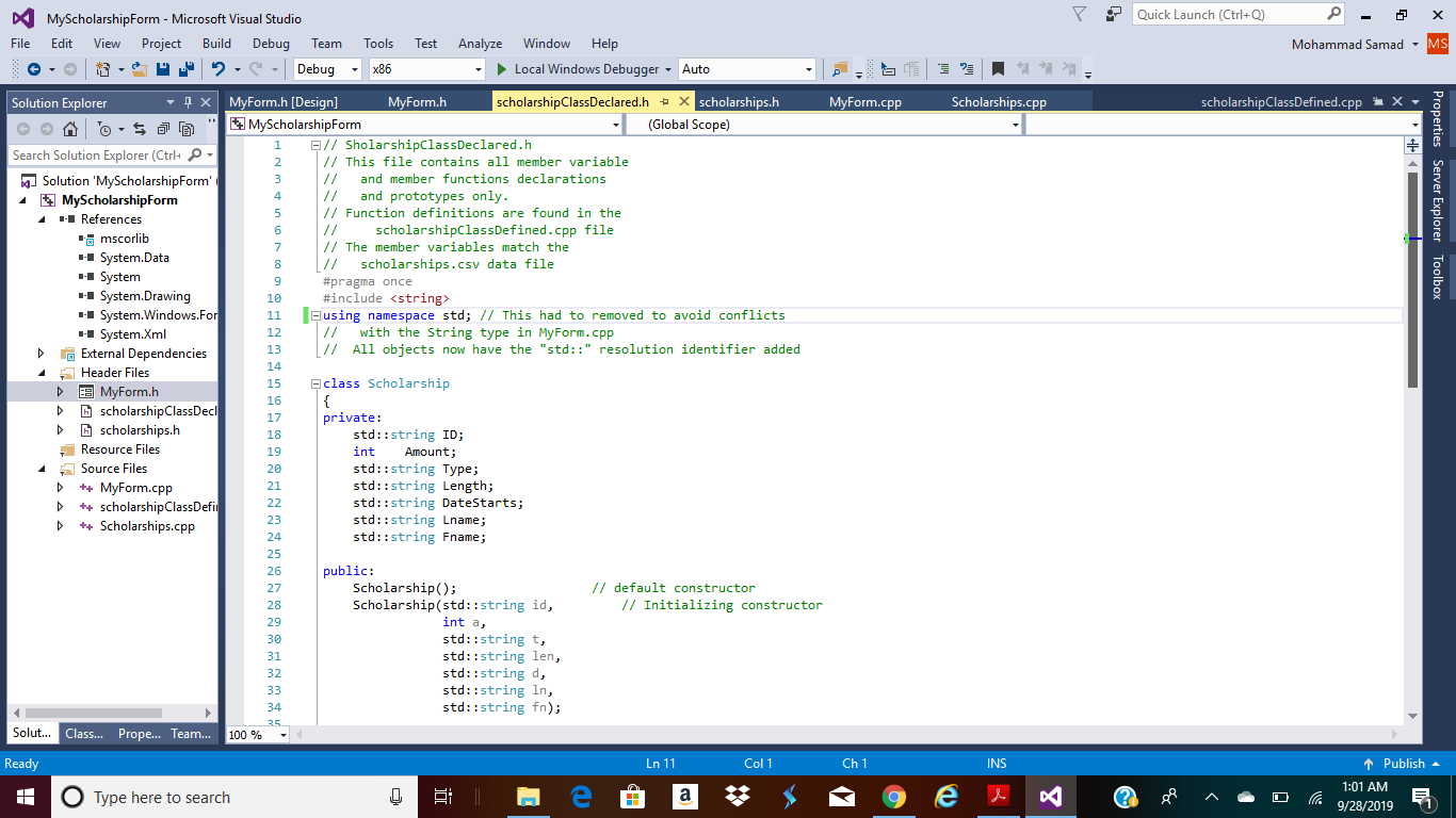 Solved Quick Launch (Ctrl+Q) MyScholarshipForm Microsoft | Chegg.com