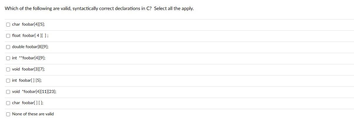 Solved Which Of The Following Are Valid Syntactically