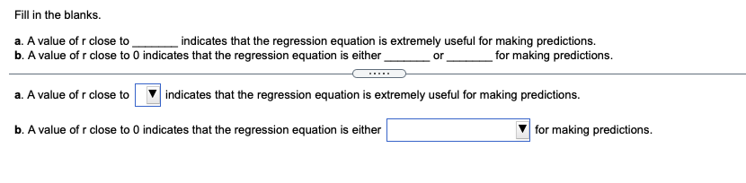 Solved Fill in the blanks. a. A value of r close to | Chegg.com