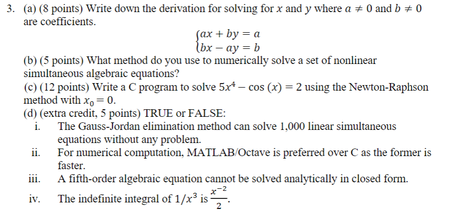 Solved (a) (8 points) Write down the derivation for solving | Chegg.com