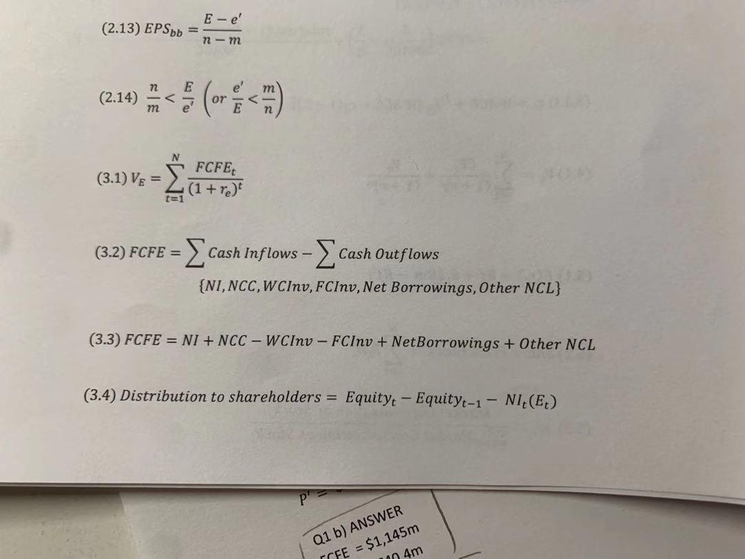 Solved b) Calculate the FCFE and FCFF for the current year | Chegg.com
