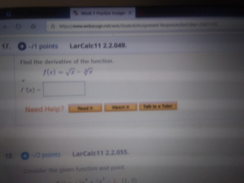 Solved 17. -/1 points LarCalc11 22.049, Find the derivative | Chegg.com Solved 17. -/1 points LarCalc11 22.049, Find the derivative | Chegg.com