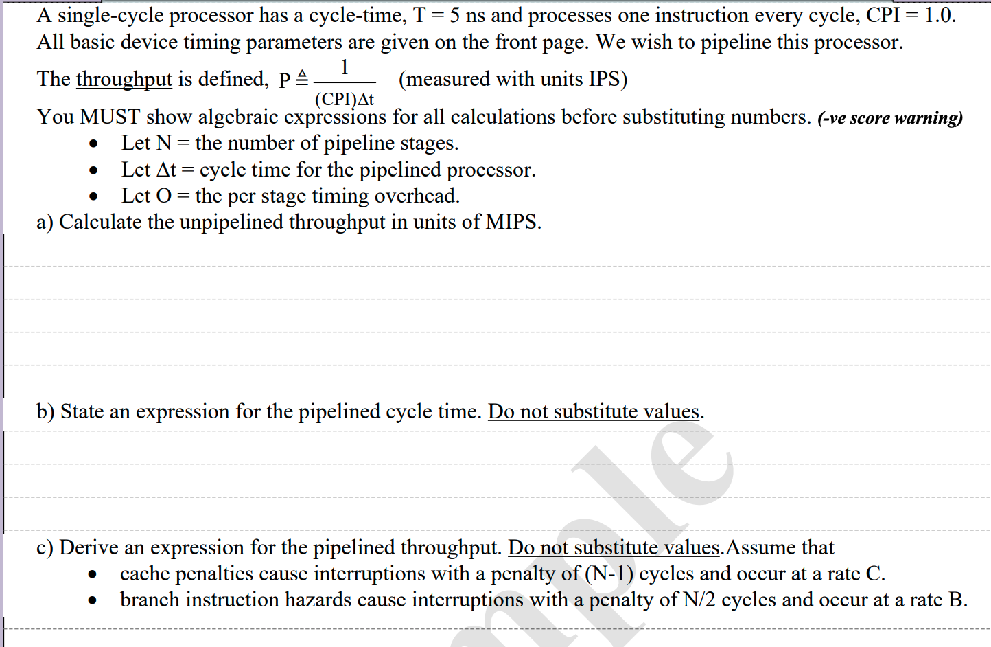 A single-cycle processor has a cycle-time, T = 5 ns | Chegg.com