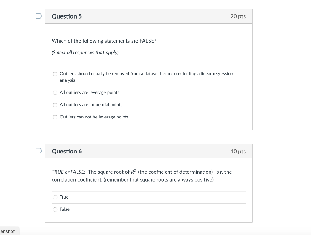 Solved Question 5 20 pts Which of the following statements | Chegg.com