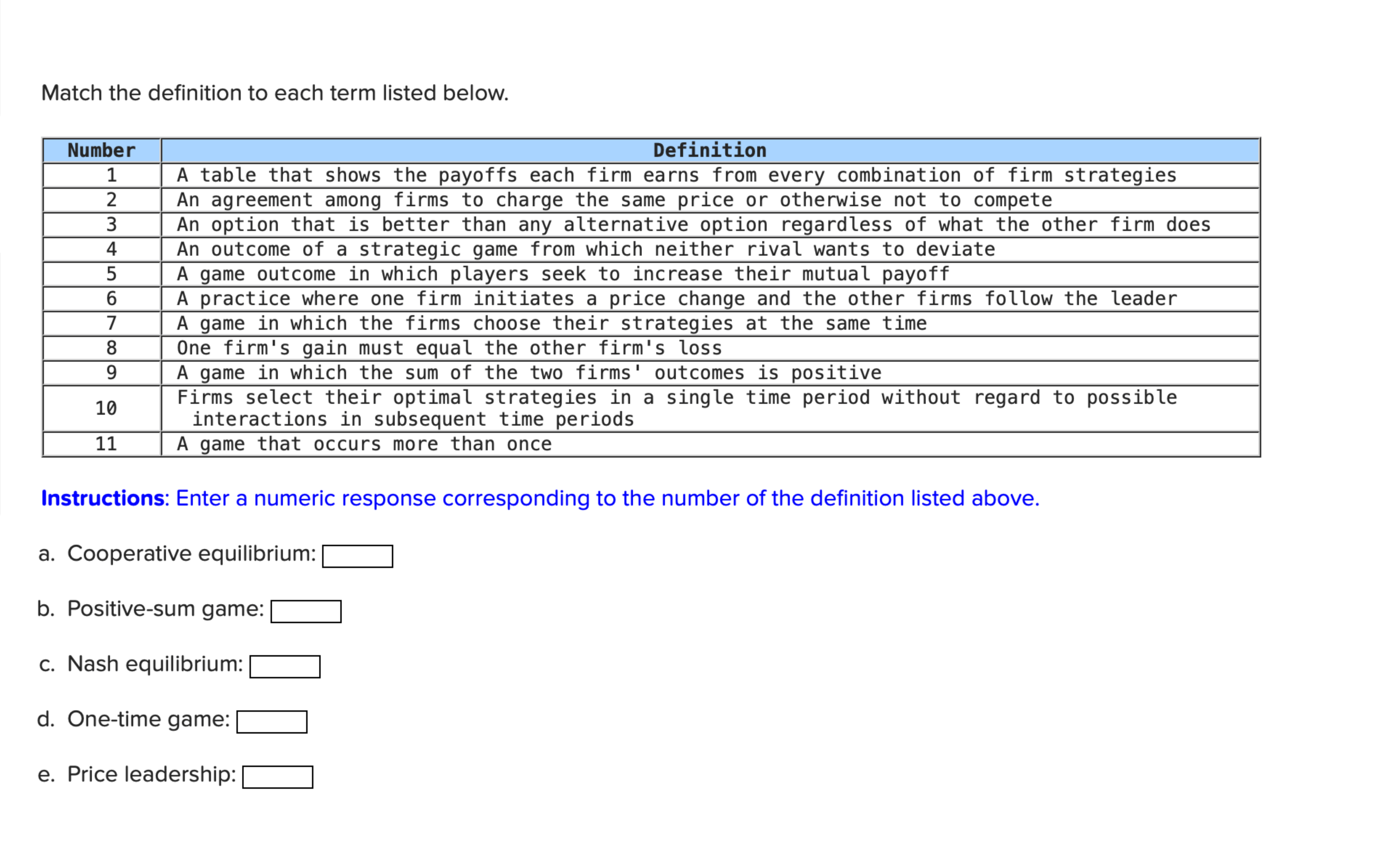 Solved Match the definition to each term listed | Chegg.com