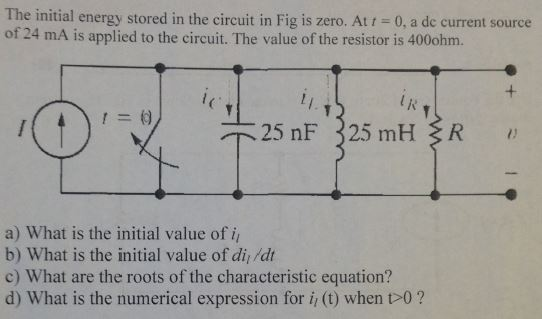 Solved The initial energy stored in the circuit in Fig is | Chegg.com