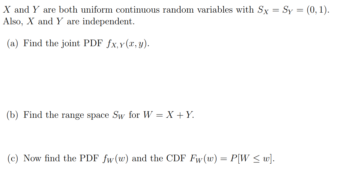 Solved X and Y are both uniform continuous random variables | Chegg.com