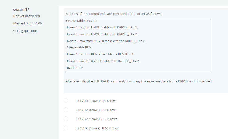 Solved Question 17 Not yet answered Marked out of 4.00 p | Chegg.com
