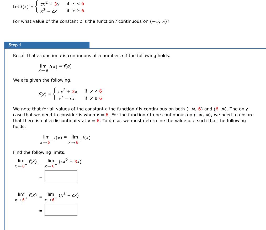 Solved Let f(x)={cx2+3xx3−cx if x