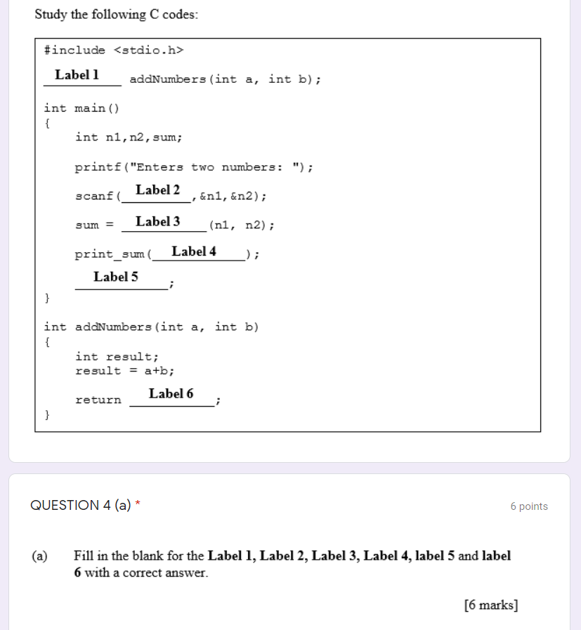 Solved Study the following C codes: #include Label 1 | Chegg.com