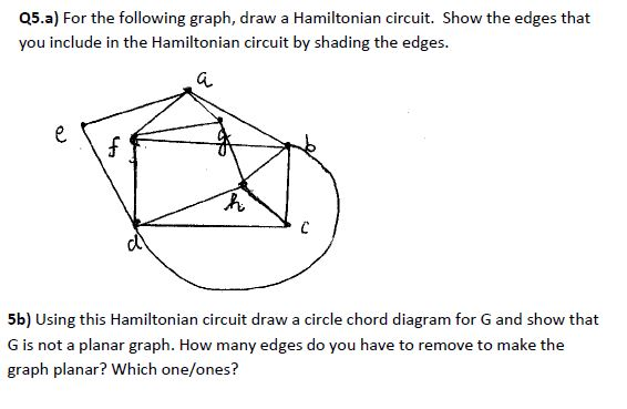Solved Q5.a) For the following graph, draw a Hamiltonian | Chegg.com