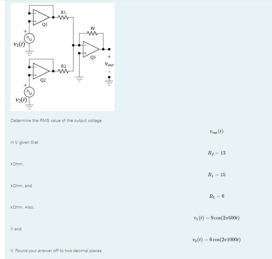 Solved Determine the RMS value of the output voltage vout(t) | Chegg.com
