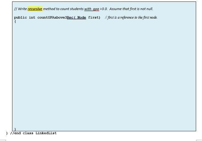 Solved 11-12) (4 pt) Complete the missing code for the class | Chegg.com
