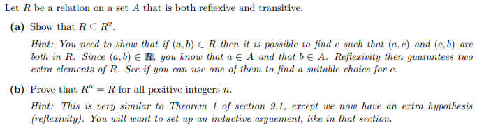 Solved Let R be a relation on a set A that is both reflexive | Chegg.com