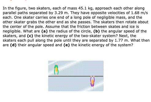Solved In the figure, two skaters, each of mass 45.1 kg, | Chegg.com