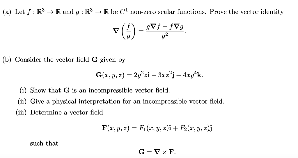 Solved (a) Let f:R3 + R and g: R3 → R be C1 non-zero scalar | Chegg.com