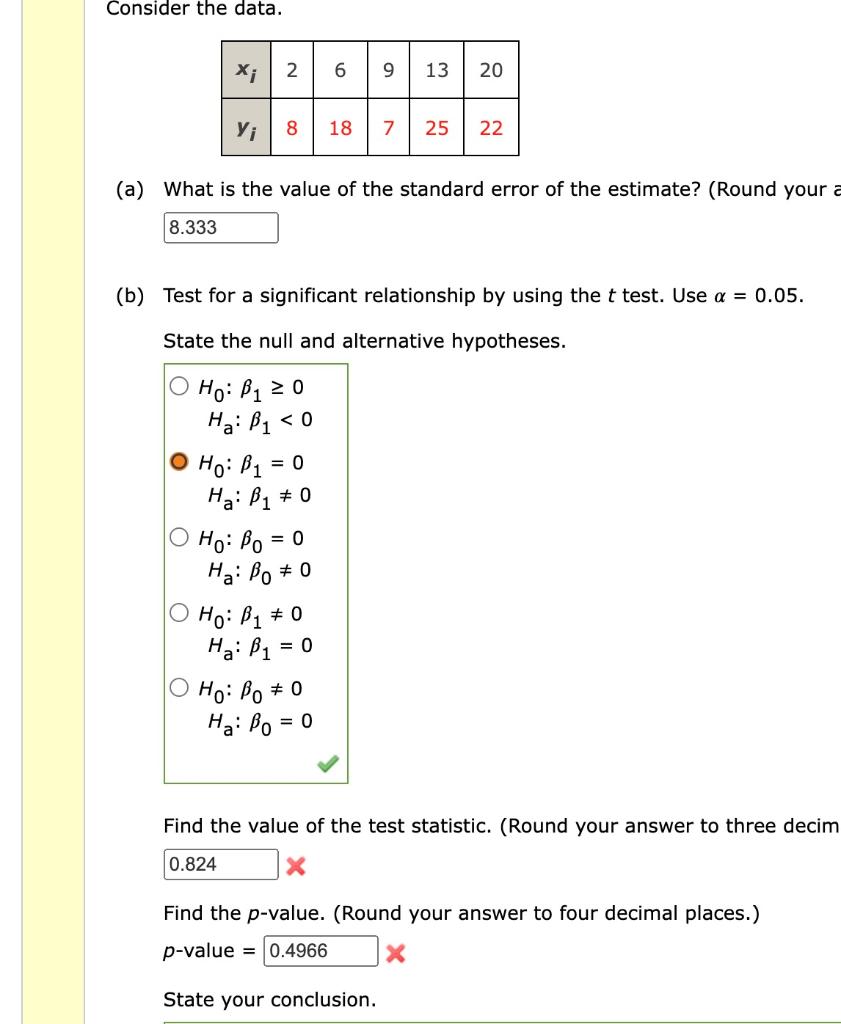 Solved (a) What is the value of the standard error of the | Chegg.com