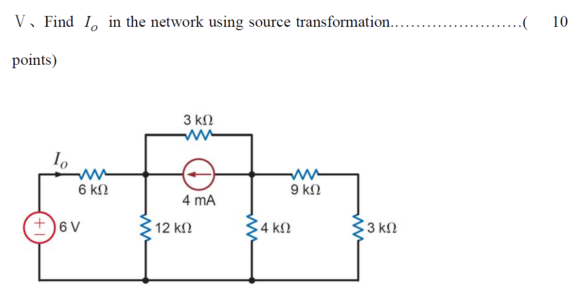 Solved V Find I. in the network using source | Chegg.com