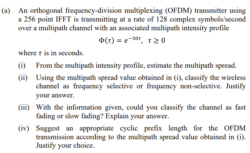 Solved An orthogonal frequency-division multiplexing (OFDM) | Chegg.com
