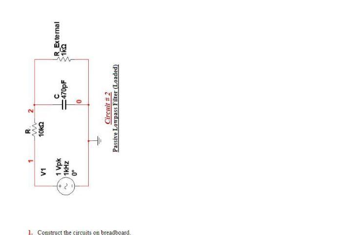 Solved - Construct the circuits on breadboard. 1 V1 1 Vpk | Chegg.com