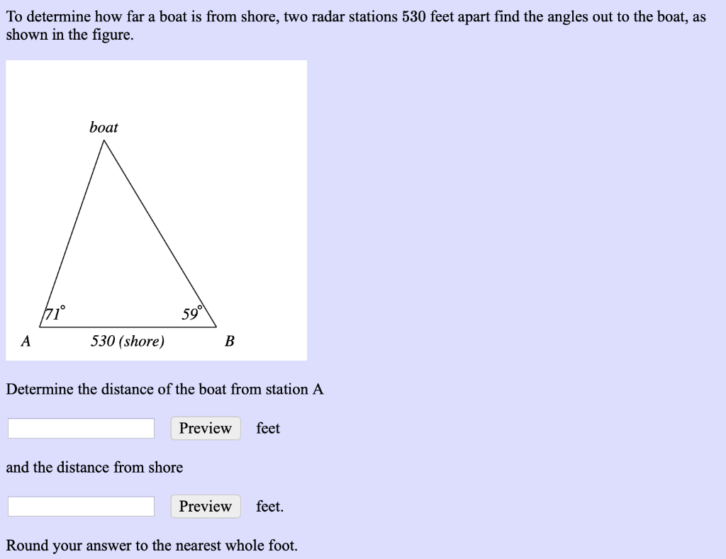 Solved To determine how far a boat is from shore, two radar | Chegg.com