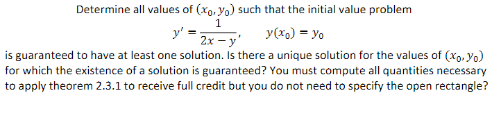 Solved Determine all values of (x0,y0) ﻿such that the | Chegg.com