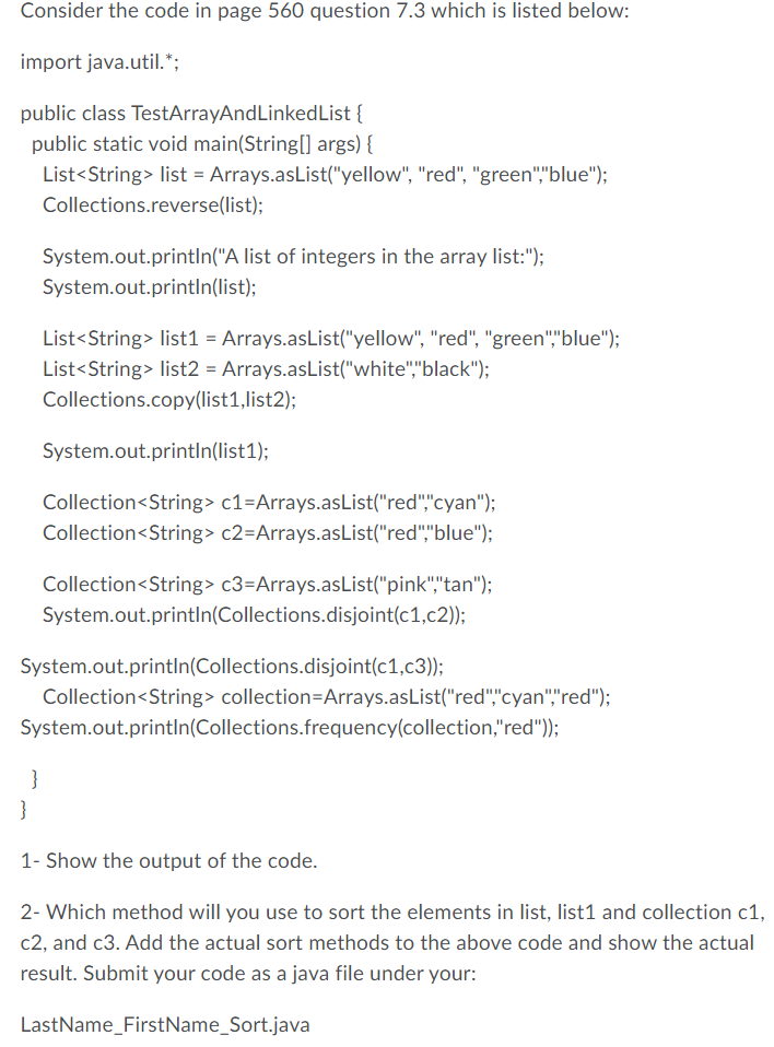 Solved Consider the code in page 560 question 7.3 which is | Chegg.com