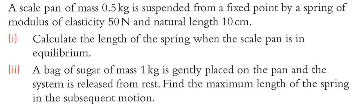 Solved A scale pan of mass 0.5 kg is suspended from a fixed | Chegg.com