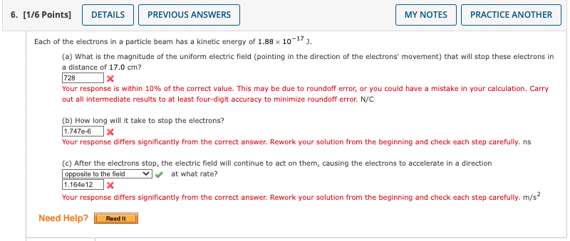 Solved Each of the electrons in a particle beam has a | Chegg.com