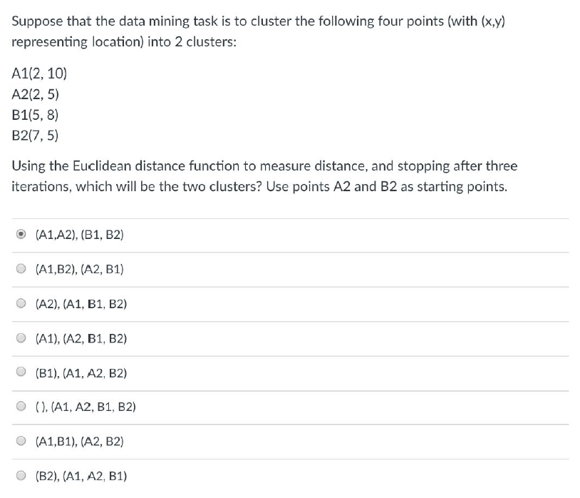 Suppose that the data mining task is to cluster the | Chegg.com