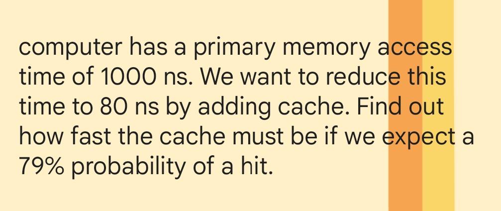 Solved computer has a primary memory access time of 1000 ns. | Chegg.com