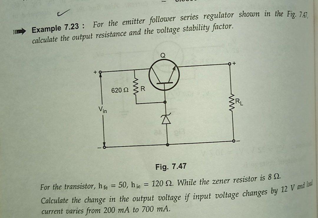 Solved Example 7.23 : For the emitter follower series | Chegg.com